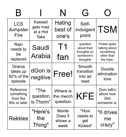 Last Free Nation Bingo Card
