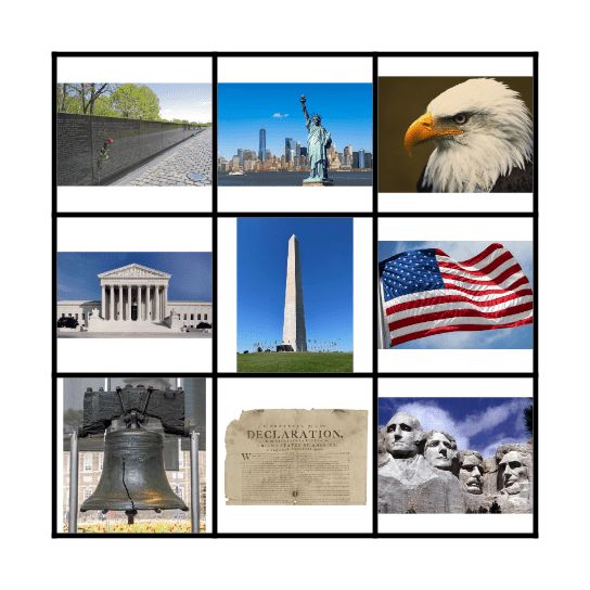 Exploring American Symbol Bingo Card