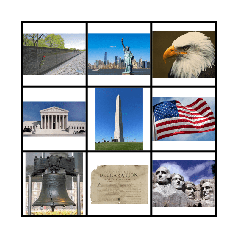 Exploring American Symbol Bingo Card