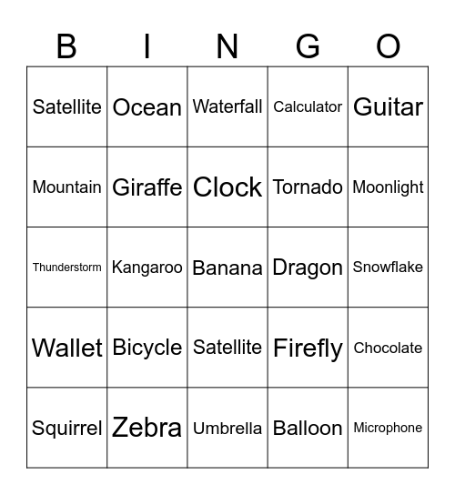 try craft Bingo Card
