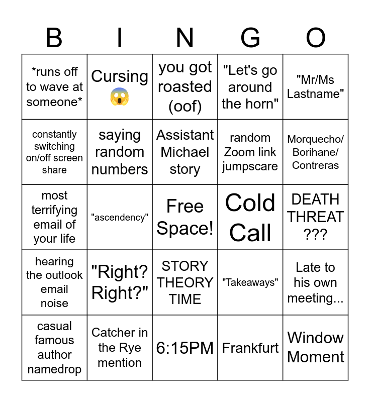 Michael Medias Bingo Card