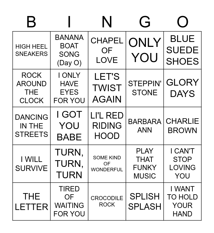 Music Bingo #55 ONE ACCORD Bingo Card