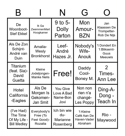muziek bingo Card
