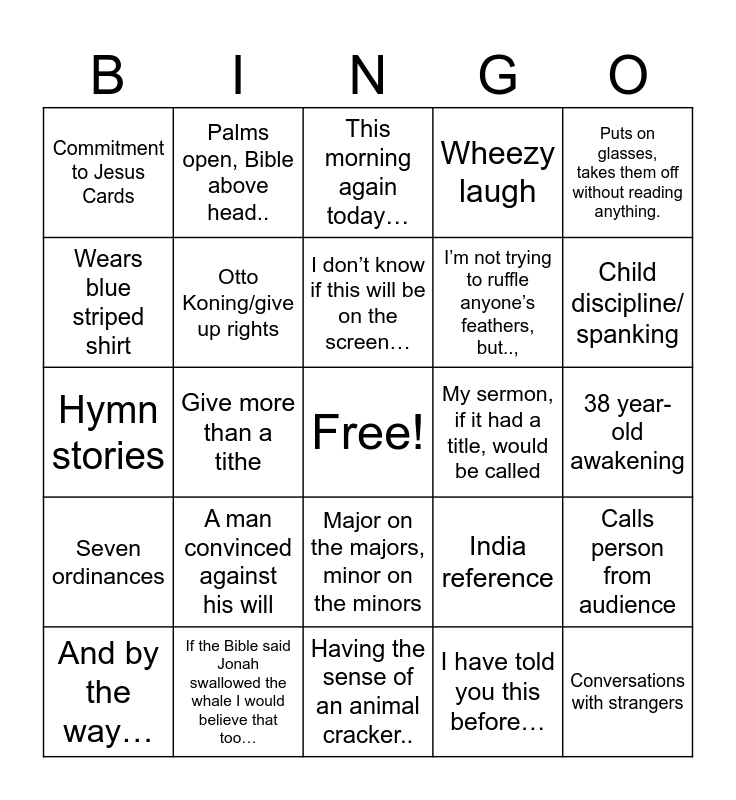 Mark Yoder Jr. Bingo Card