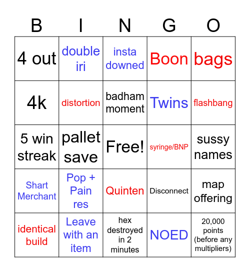 DBD Bingo!!! Bingo Card