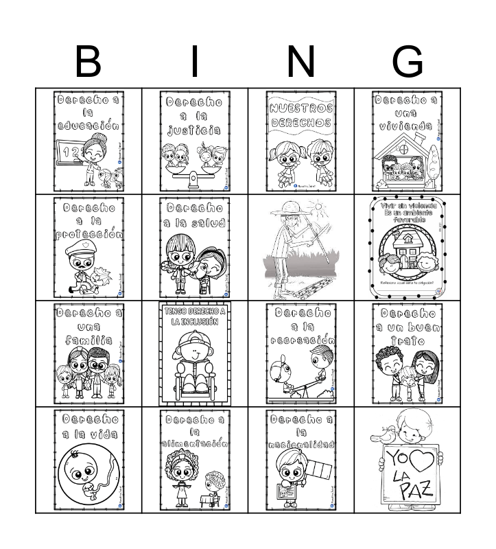 Derechos de los niños Bingo Card
