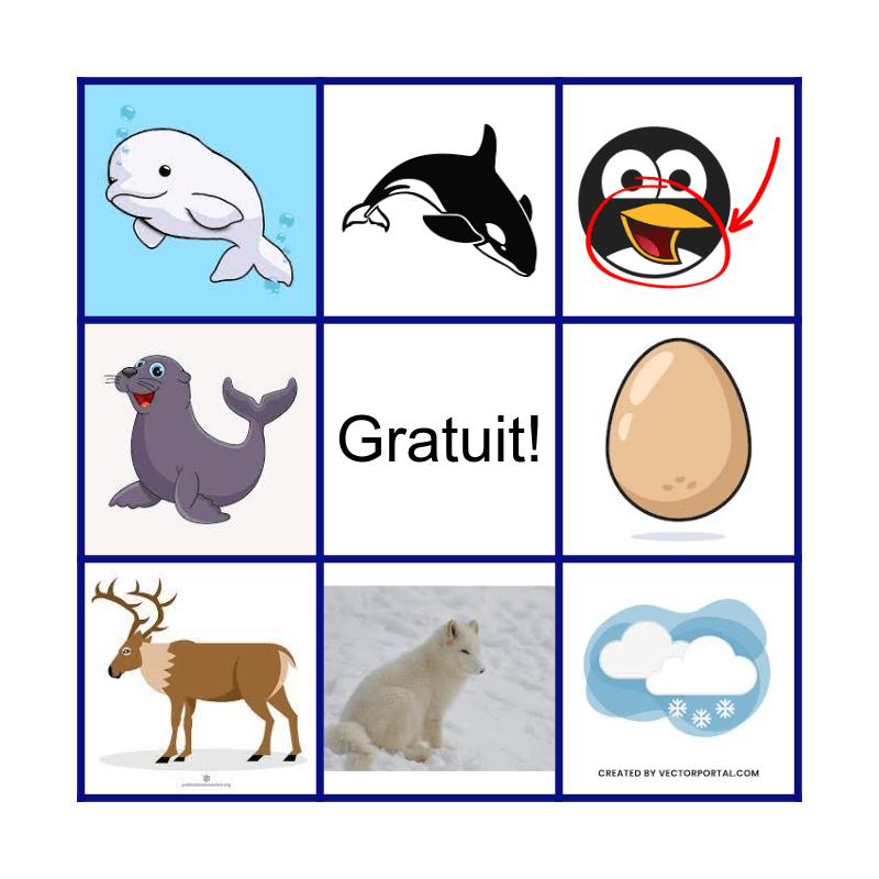 Les animaux polaires Bingo Card