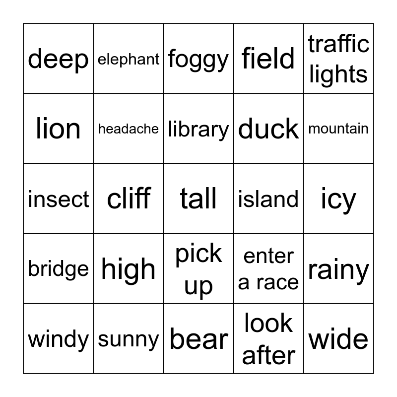 Units 13-16 Revision Bingo Card