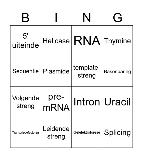 DNA Bingo Card