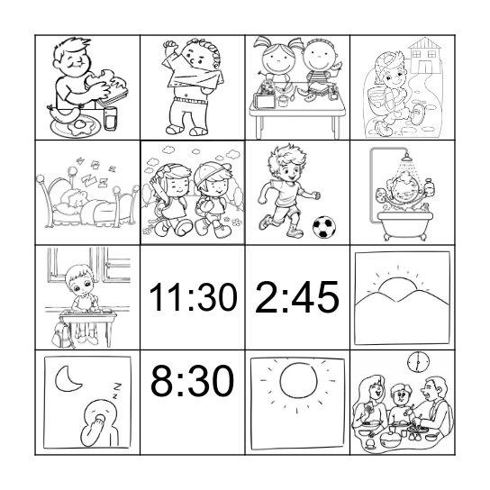 Daily routine Bingo Card