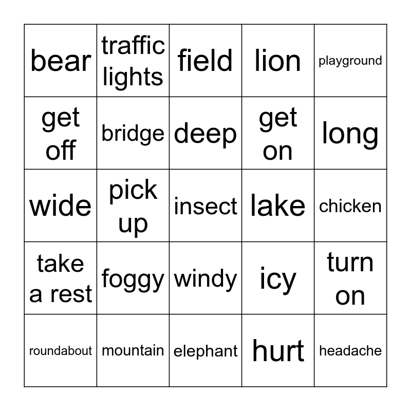 Units 13-16 Revision Bingo Card