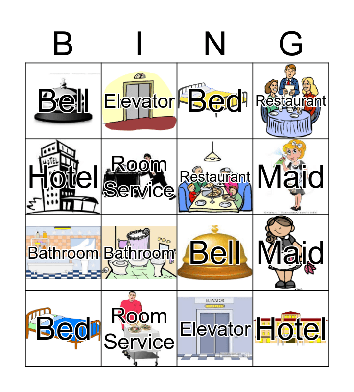Hotel Bingo Card