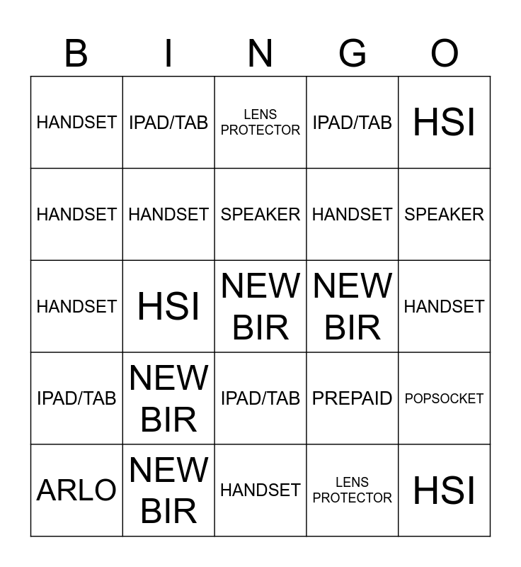 APRIL BINGO Card