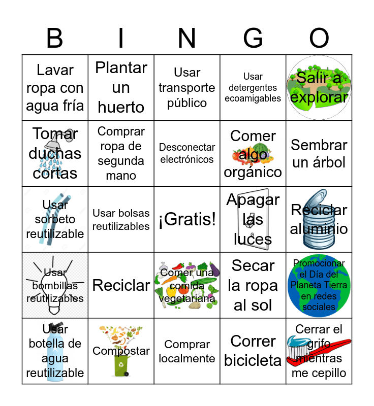 El BINGO ambiental : ¿Qué has hecho? Bingo Card