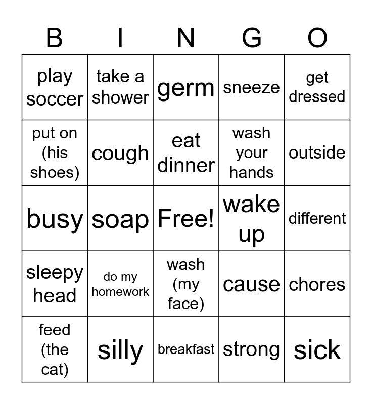 Big 3 U1 vocab review Bingo Card