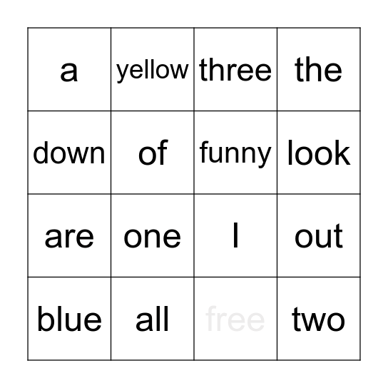 Tricky Words Bingo Card