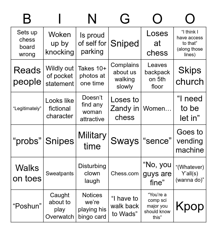 Lucas Bingo Card