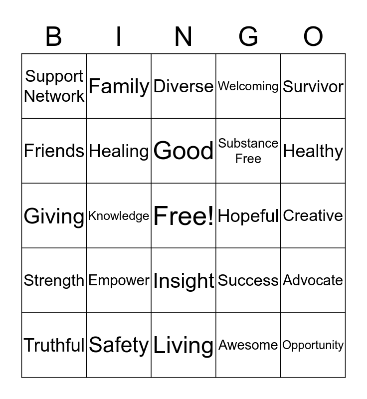PTSD Bingo Card