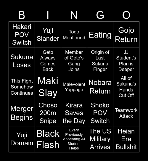 JJK256 Bingo Card