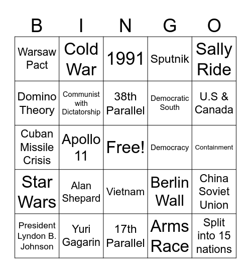 Cold War Bingo Card