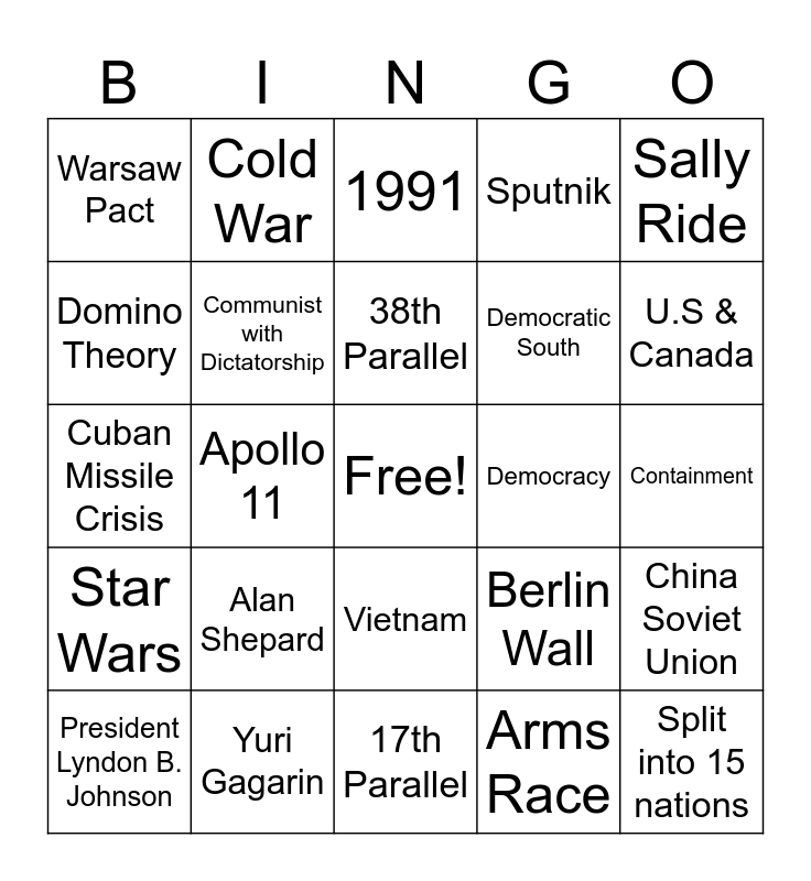 Cold War Bingo Card