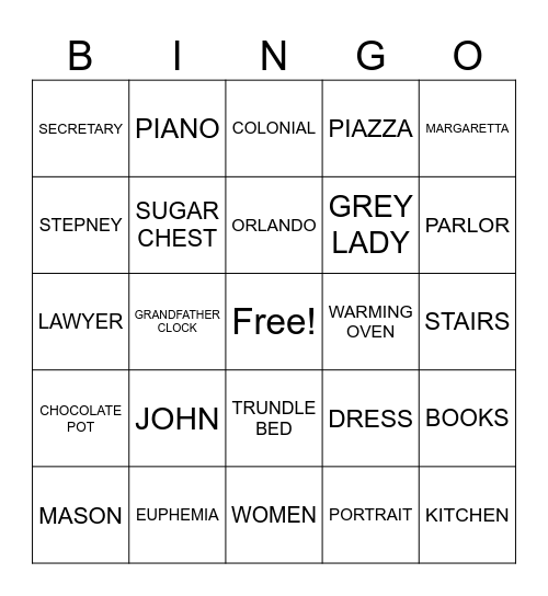 LIBERTY HALL Bingo Card