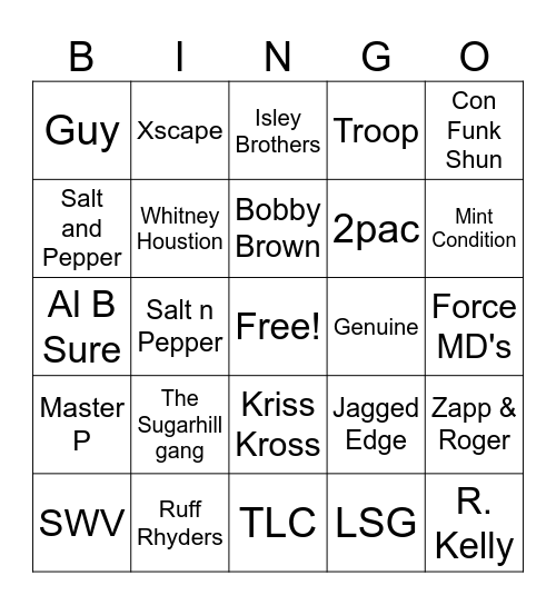80's and 90's Bingo Card
