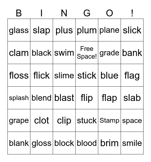 Blends Bingo Card