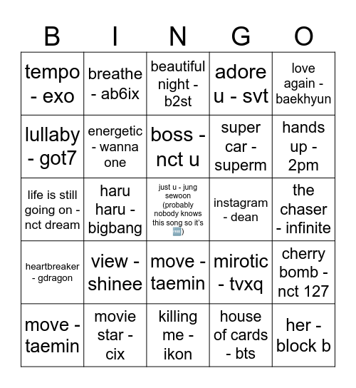 bg/male solo version Bingo Card