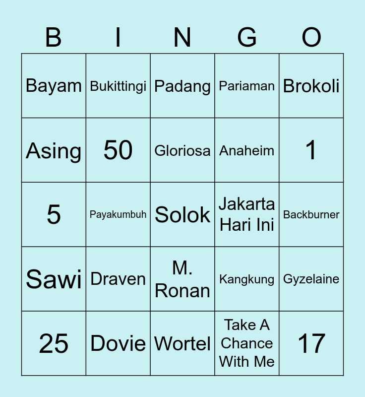 Draven's Bingo Card