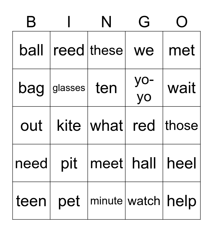 Unit 1, 4th graders Bingo Card
