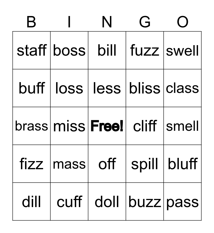 UFLI Lesson 42 Bingo Card