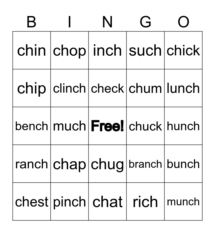 UFLI Lesson 48 Bingo Card