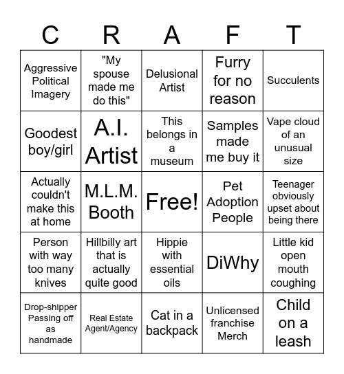 Craft Fair Bingo Card