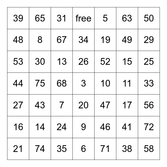Number Bingo 1-9999999999999999999999999999999 Bingo Card