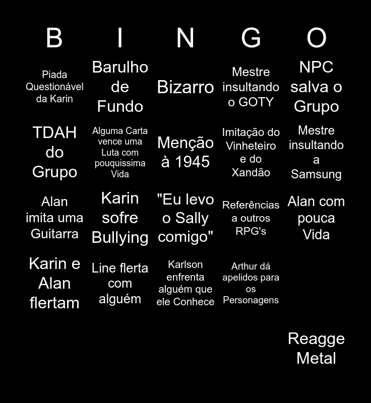 Triple K.O Bingo Card