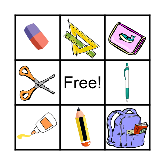 SCHOOL OBJECTS BINGO! Bingo Card