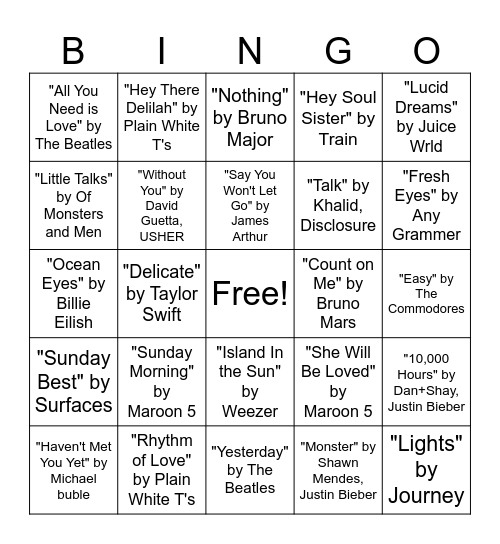 Rainy Day Bingo Card
