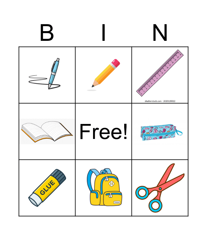 SCHOOL OBJECTS Bingo Card