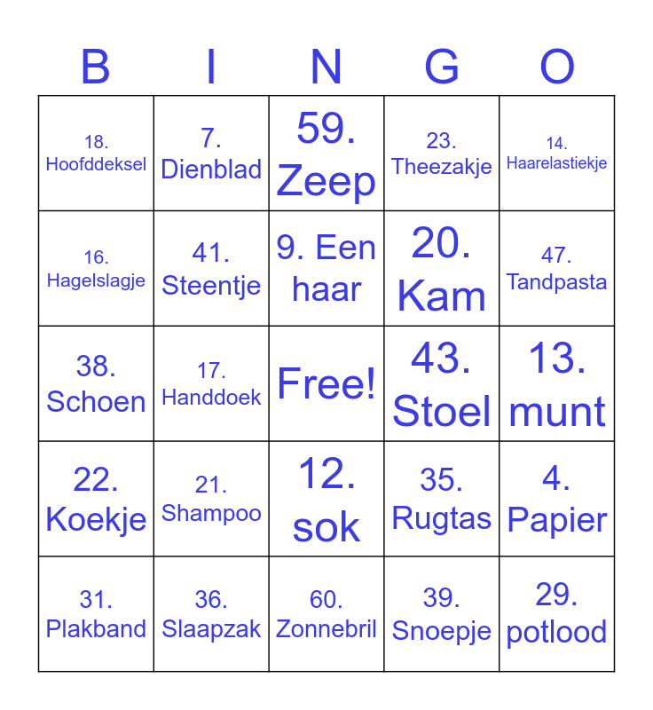 KAMP BINGO Card