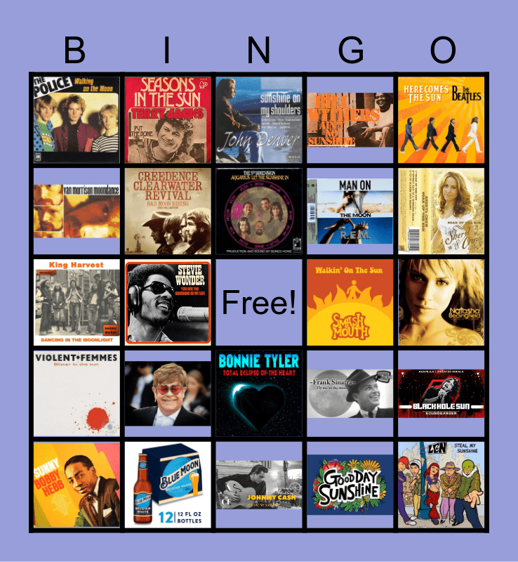 Solar Eclipse Music Bingo Card