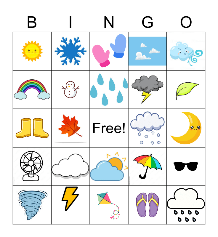 Weather Bingo Card