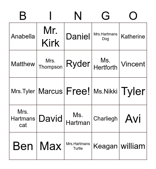Golden Star Bingo Card