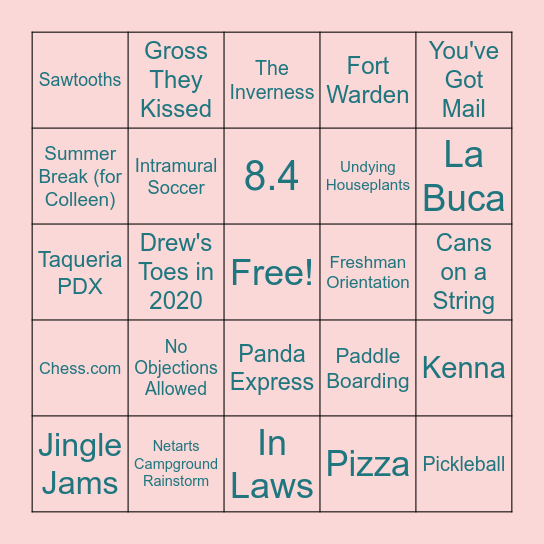 DREWANDCOLLEENGO Bingo Card