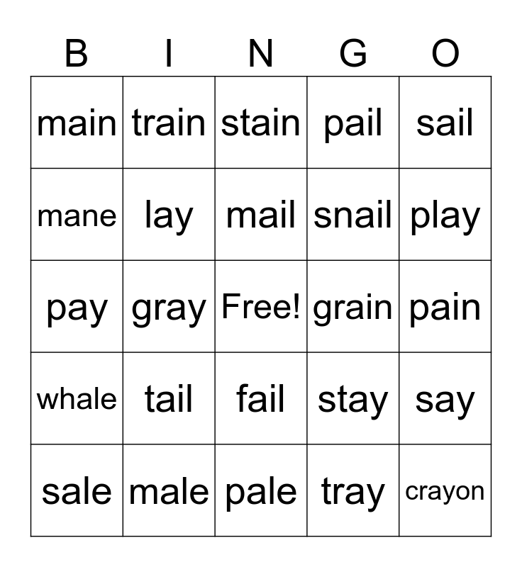 Long AY AI Bingo Card