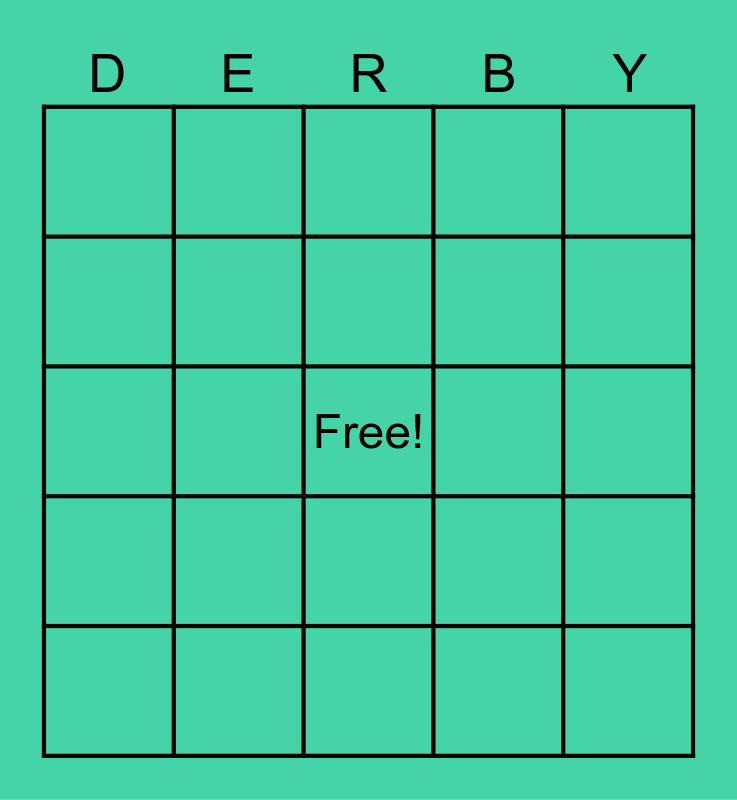 Kentucky Derby Singo Bingo Card