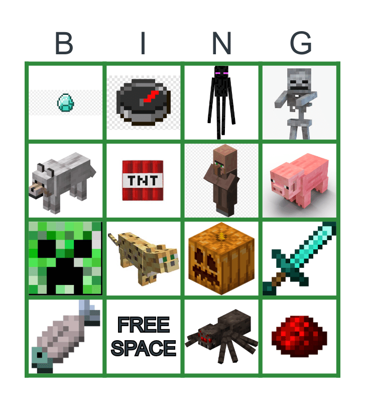Minecraft Bingo Game Bingo Card
