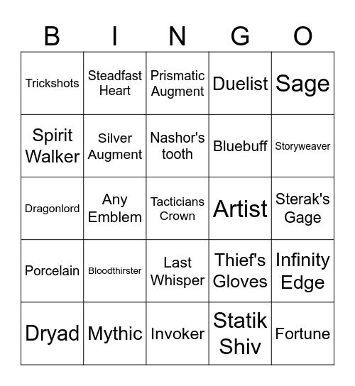 TFT BINGO Card