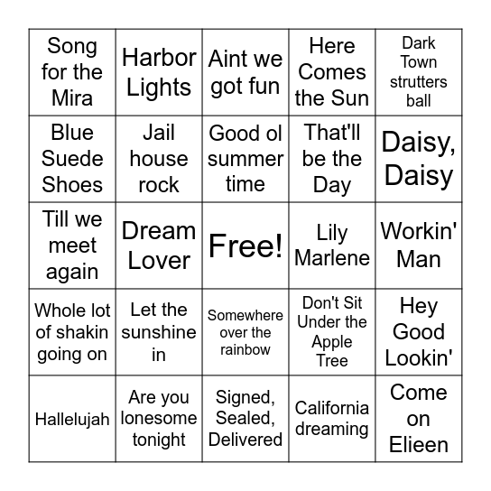 SINGO! Bingo Card