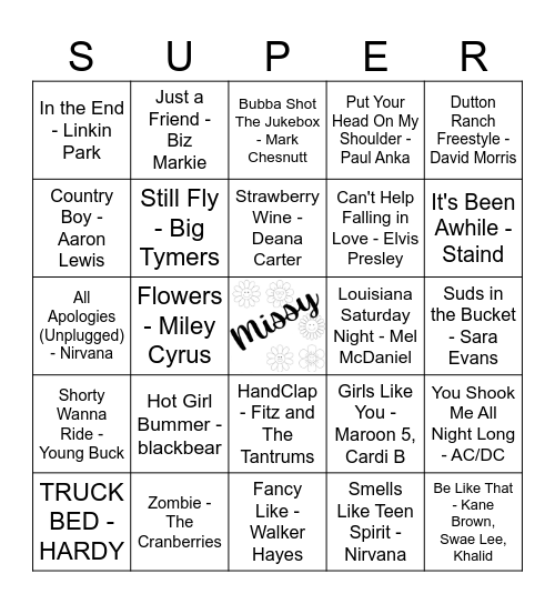 Missy's Music Bingo Card